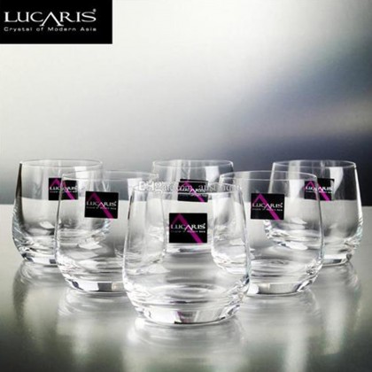 (Set Of 6) Lucaris Hong Kong Hip High Quality Double Rock Lead Free Crystal Clear Whisky Glass ...
